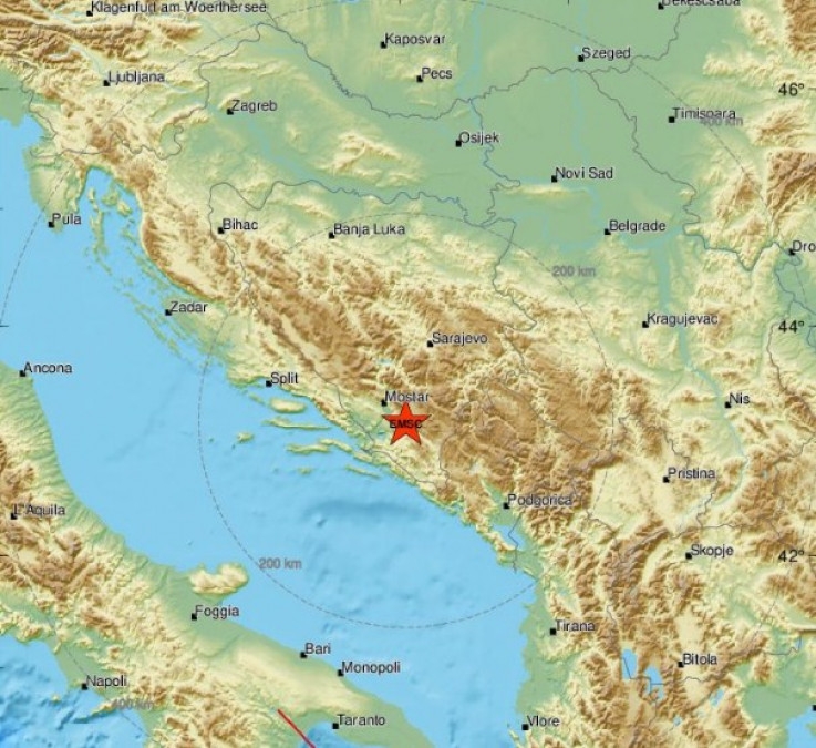 Manji zemljotres u BiH
