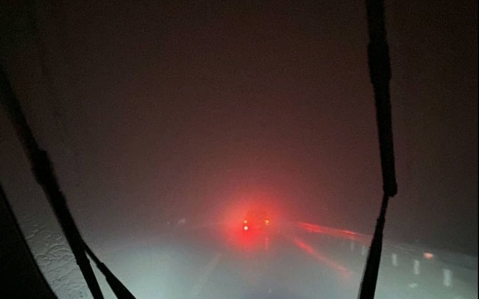 Gusta magla od Cetinja prema Budvi