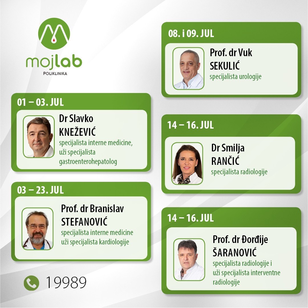 Istaknuti stručnjaci u poliklinici Moj Lab