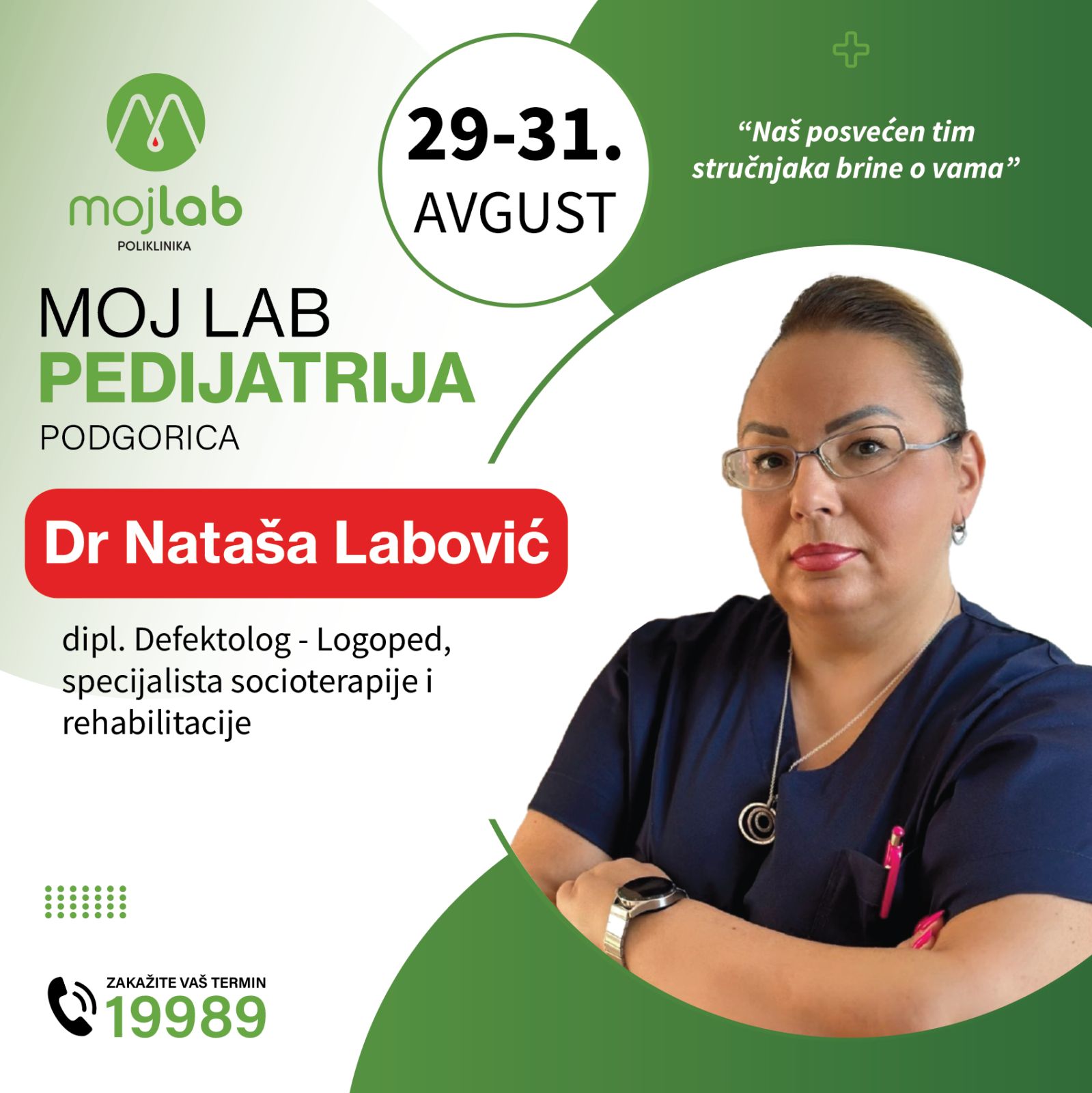 Dr Nataša Labović u Moj Lab Pedijatriji od 29 do 31. avgusta u City kvart