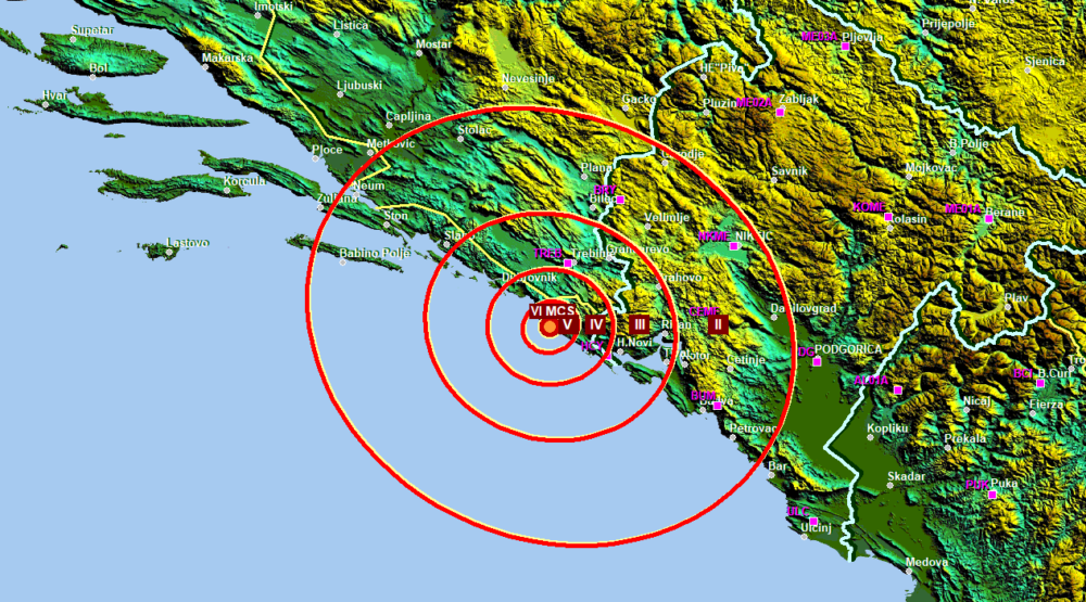 Zemljotres kod Čilipa, osjetio se u Crnoj Gori
