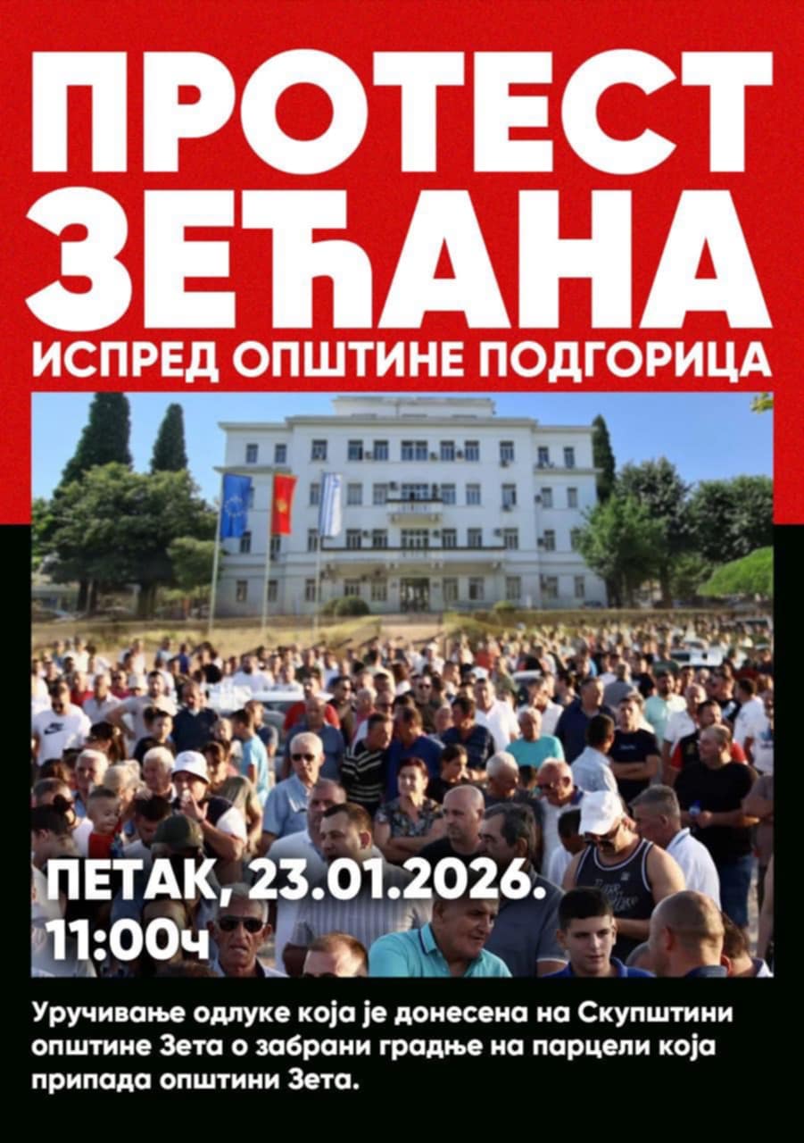 Sjutra protest Zećana ispred Opštine Podgorica